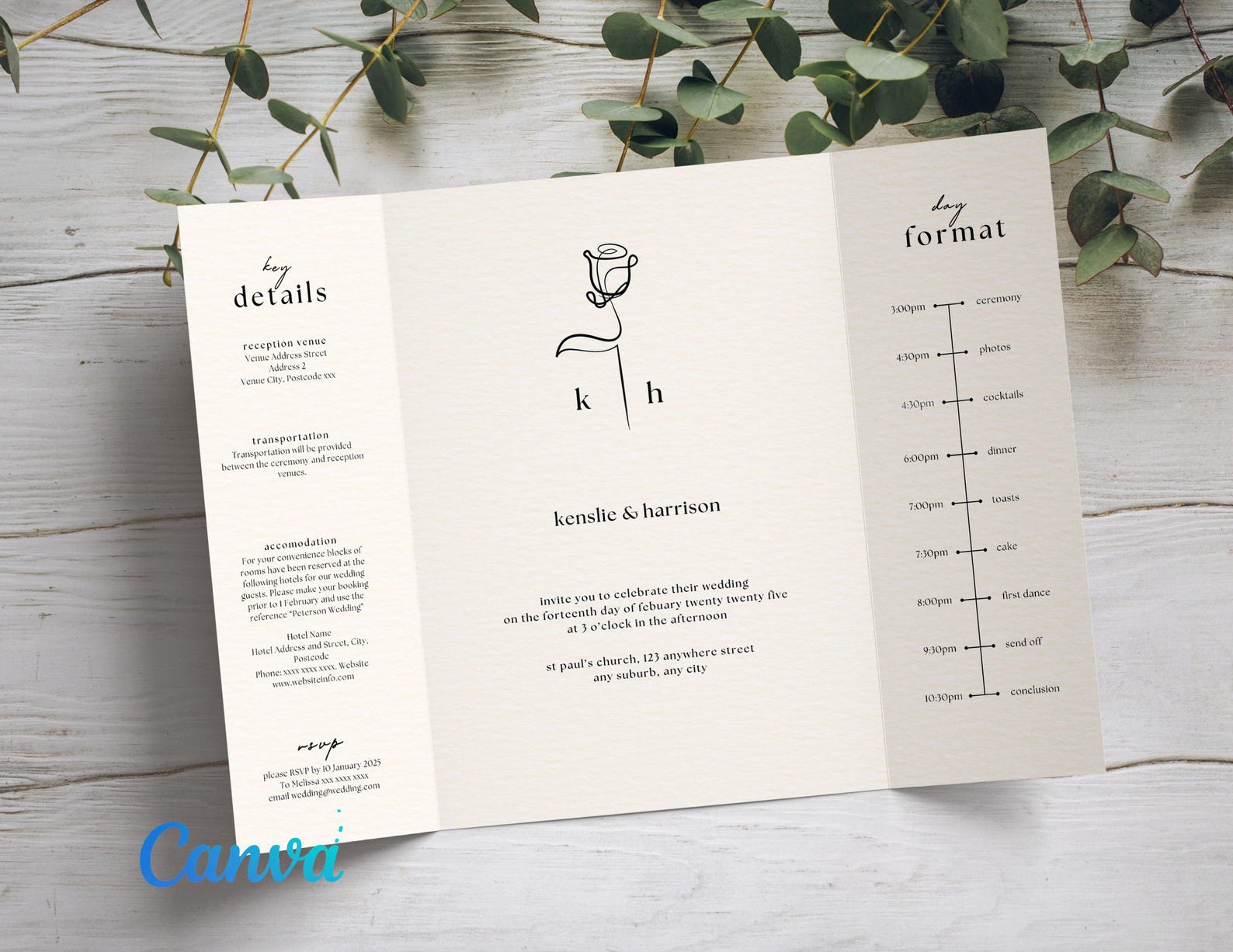 Minimalist Folding Wedding Invitation Template Download, Editable ...