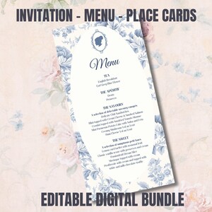 Bridgerton Invitation. Bundle of 4 Bridgerton Blue Floral Birthday ...
