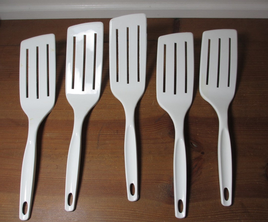 Foley Long, White, Almond Nylon, Plastic Slotted Spatula Utensil ...