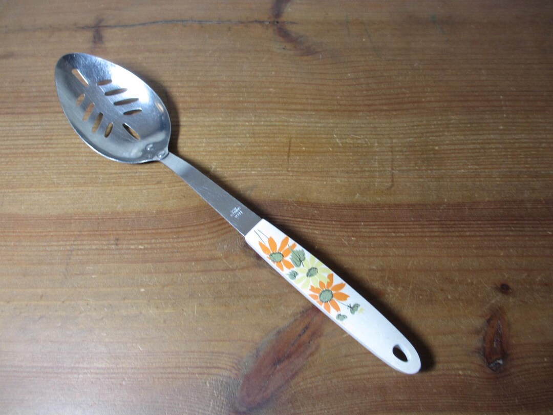 Ekco Slotted Spoon With Floral Daisy Handle Vintage Utensil 108UT - Etsy