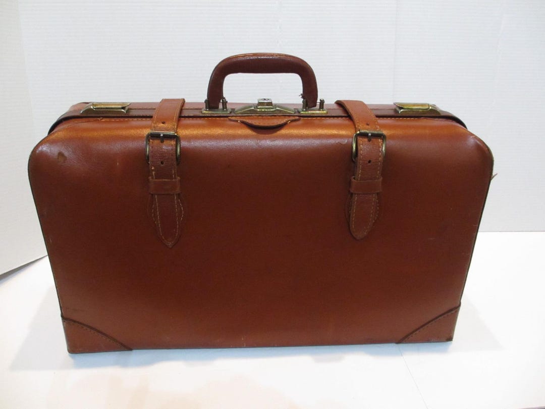 Vintage Leather, Split Cowhide Suitcase With Straps 100AC - Etsy