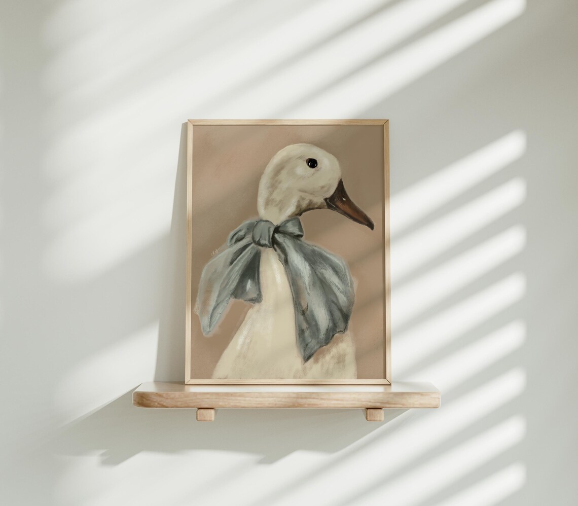 Goose Nursery Print: Oil Pastel Art, Vintage Style - Etsy