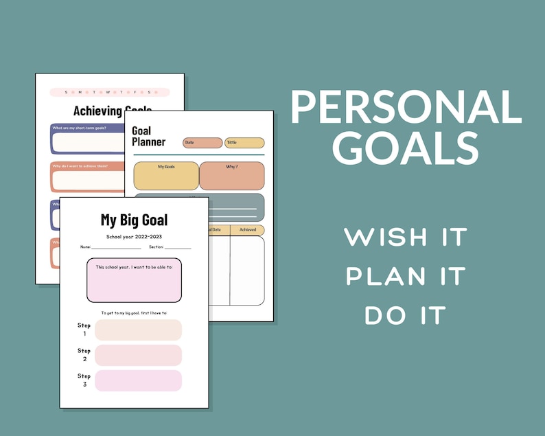 Goal Planner Printable Bundle, Daily, Weekly, Monthly Annual Goals ...