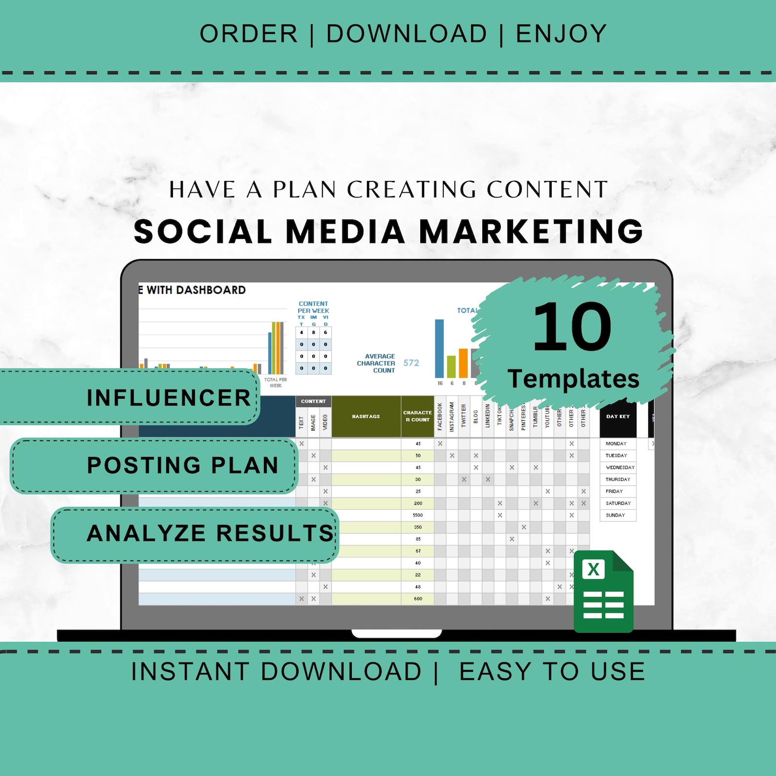 Social Media Template Content Calendar Marketing Planner Business Tool ...