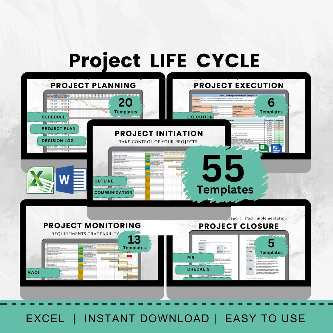 Project Life Cycle Template Bundle for Planning, Execution, Monitoring ...