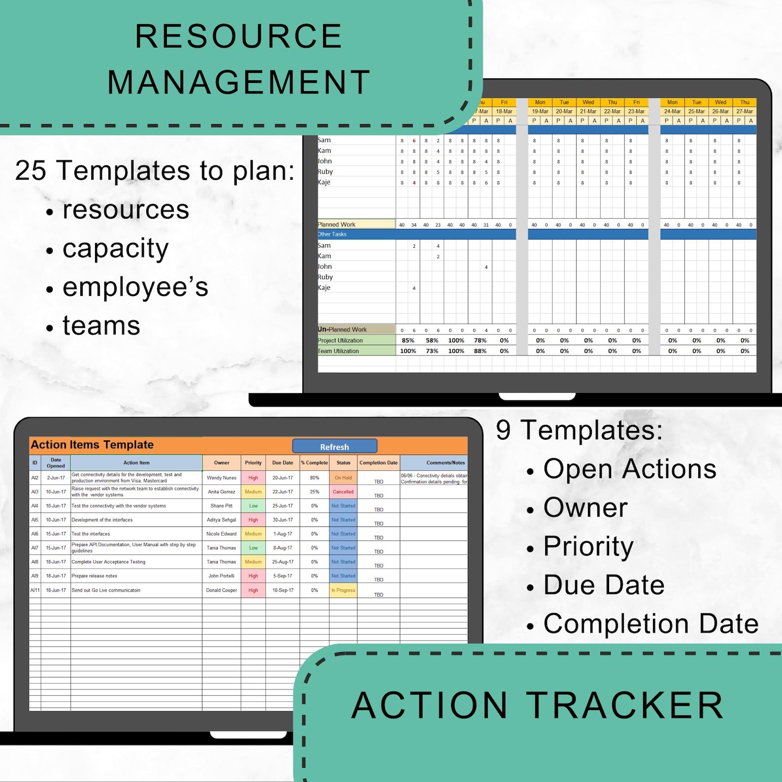 Project Management Template Bundle for Resource Planning and Capacity ...