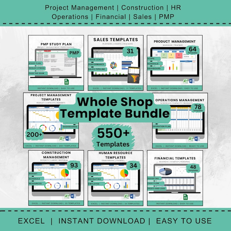 Whole Shop Template Bundle Spreadsheet Entire Shop Project Management ...
