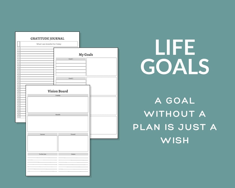Life Planner Printable Bundle Goals for Life, Printable Bundle for ...