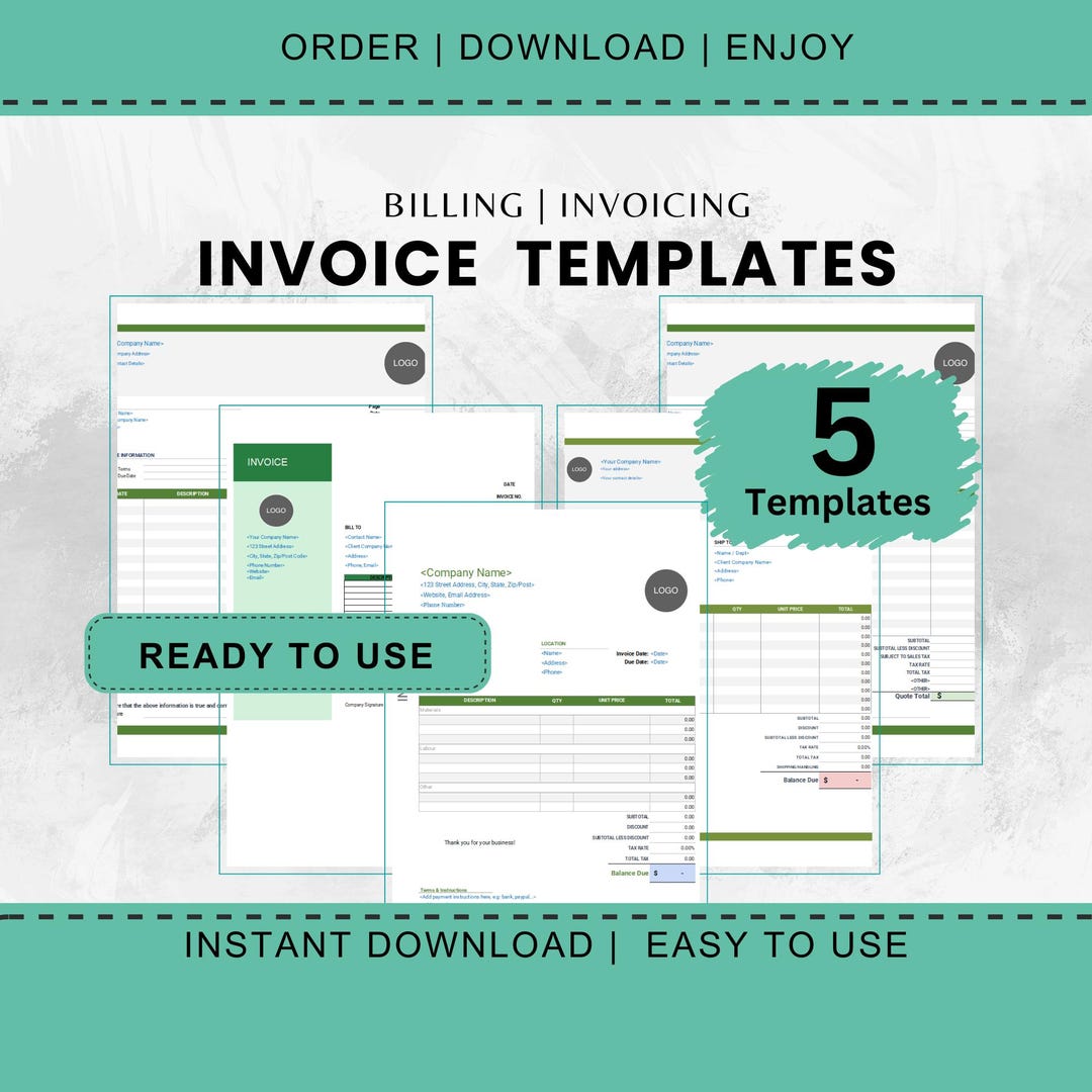Editable Invoice Template, Small Business Forms (excel, Instant ...