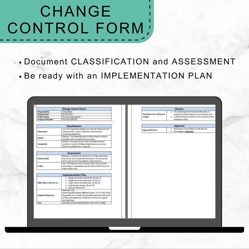 Change Management Templates | Project Change | Request Form | Change ...