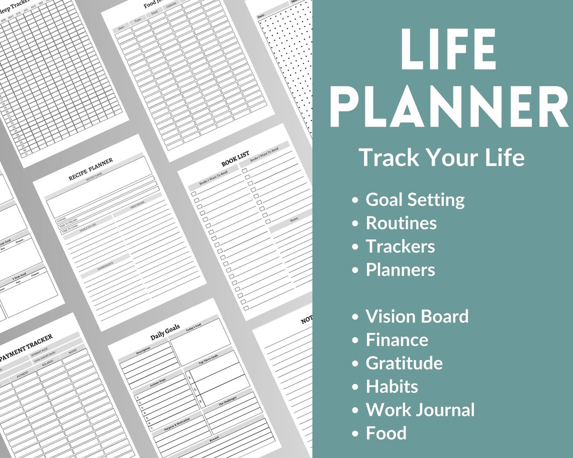 Life Planner Printable Bundle Goals for Life, Printable Bundle for ...