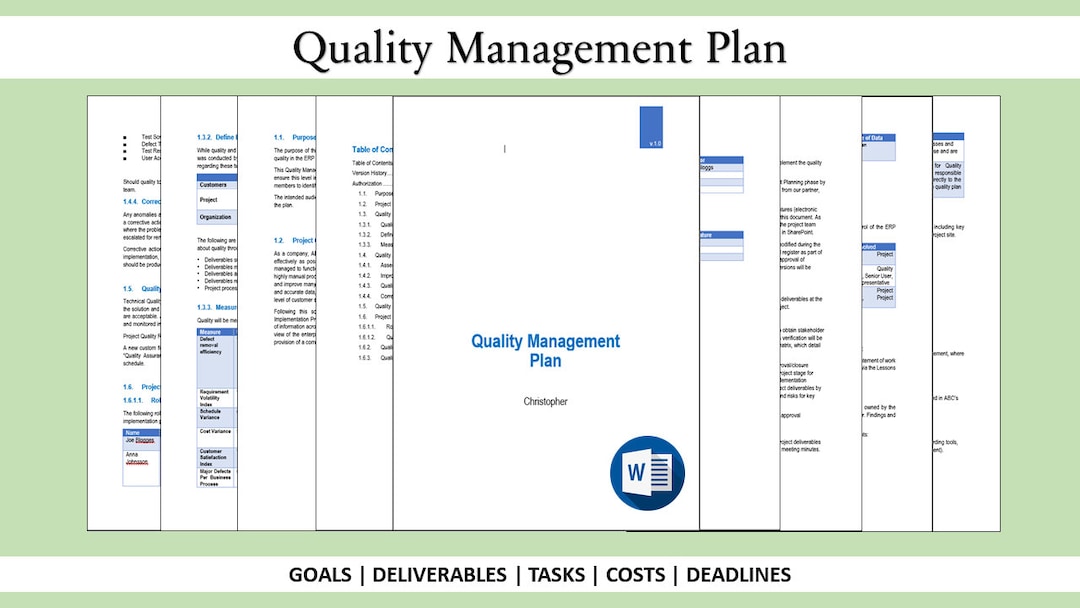 Quality Management Plan Template Project Quality Plan Template Project ...