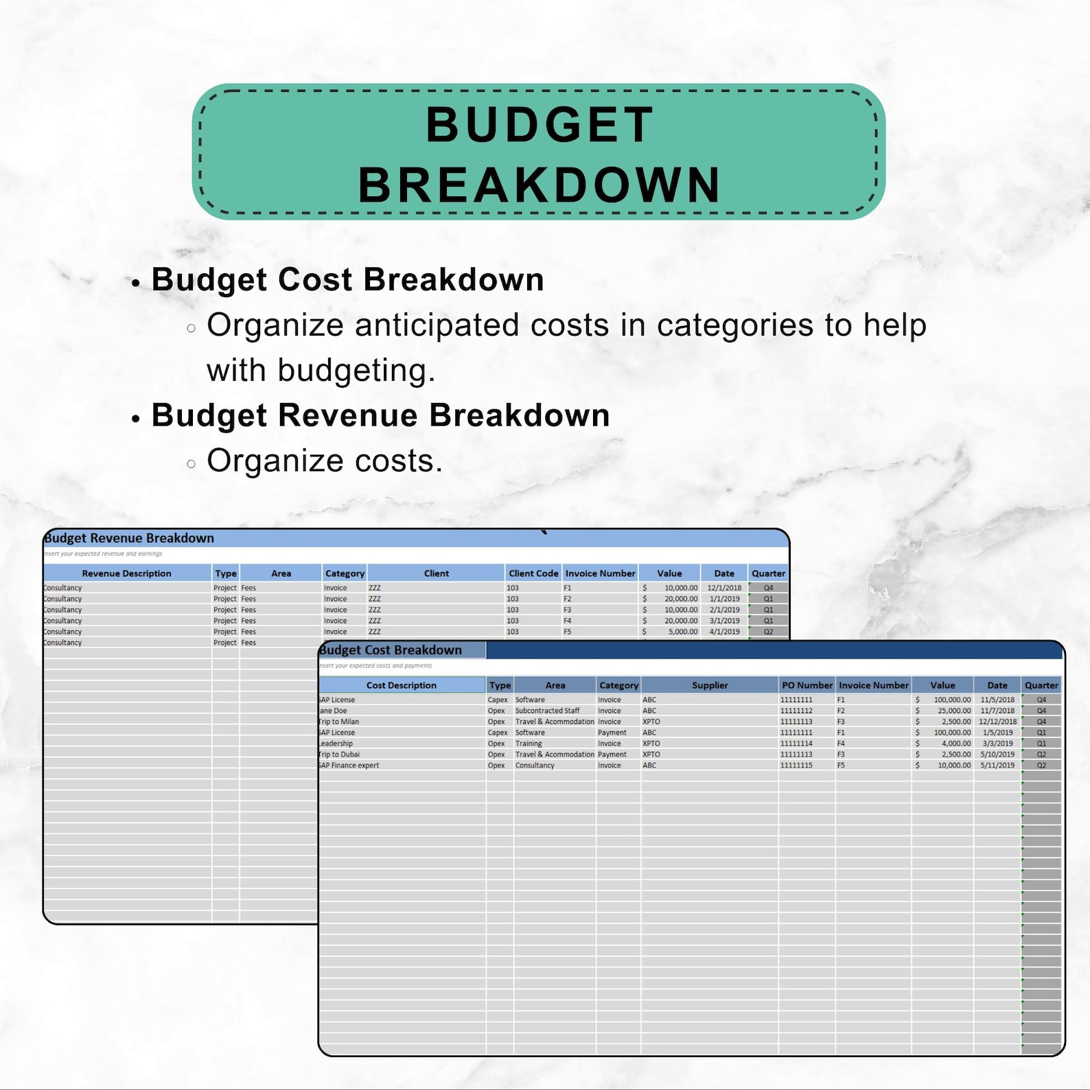 Project Budget Template Excel Financial Template Budget Planning ...