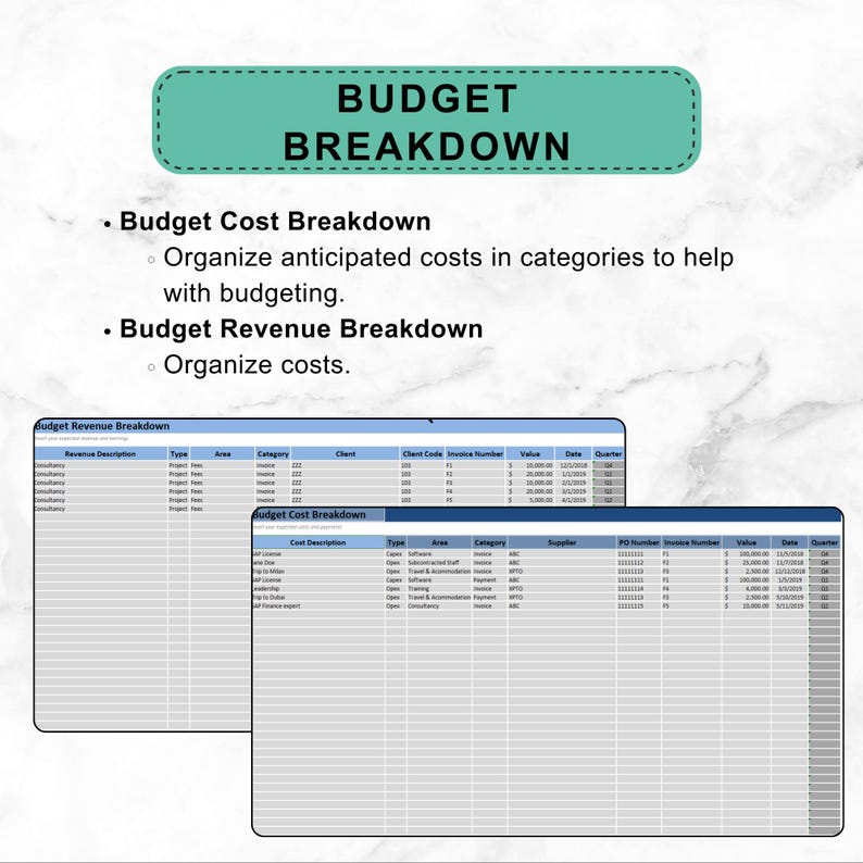 Project Budget Template Excel Financial Template Budget Planning ...