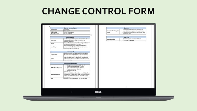 Change Management Templates Project Change Request Form Change Plan ...