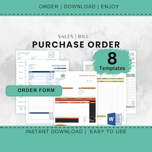 Purchase Order Form Template, Custom Order Form, Editable Order Receipt ...