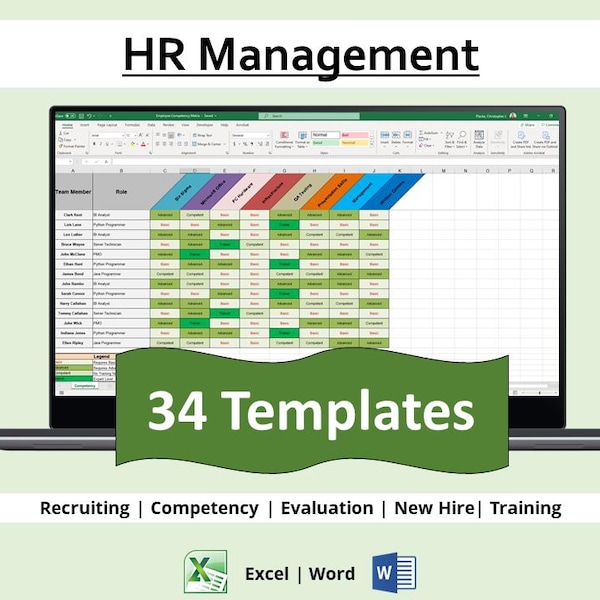 Training Tracker Spreadsheet, Excel Employee Training Matrix, HR ...