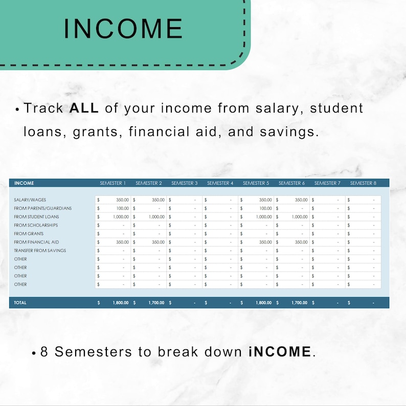 College Budget Template Student Expense Tracker Excel Financial ...