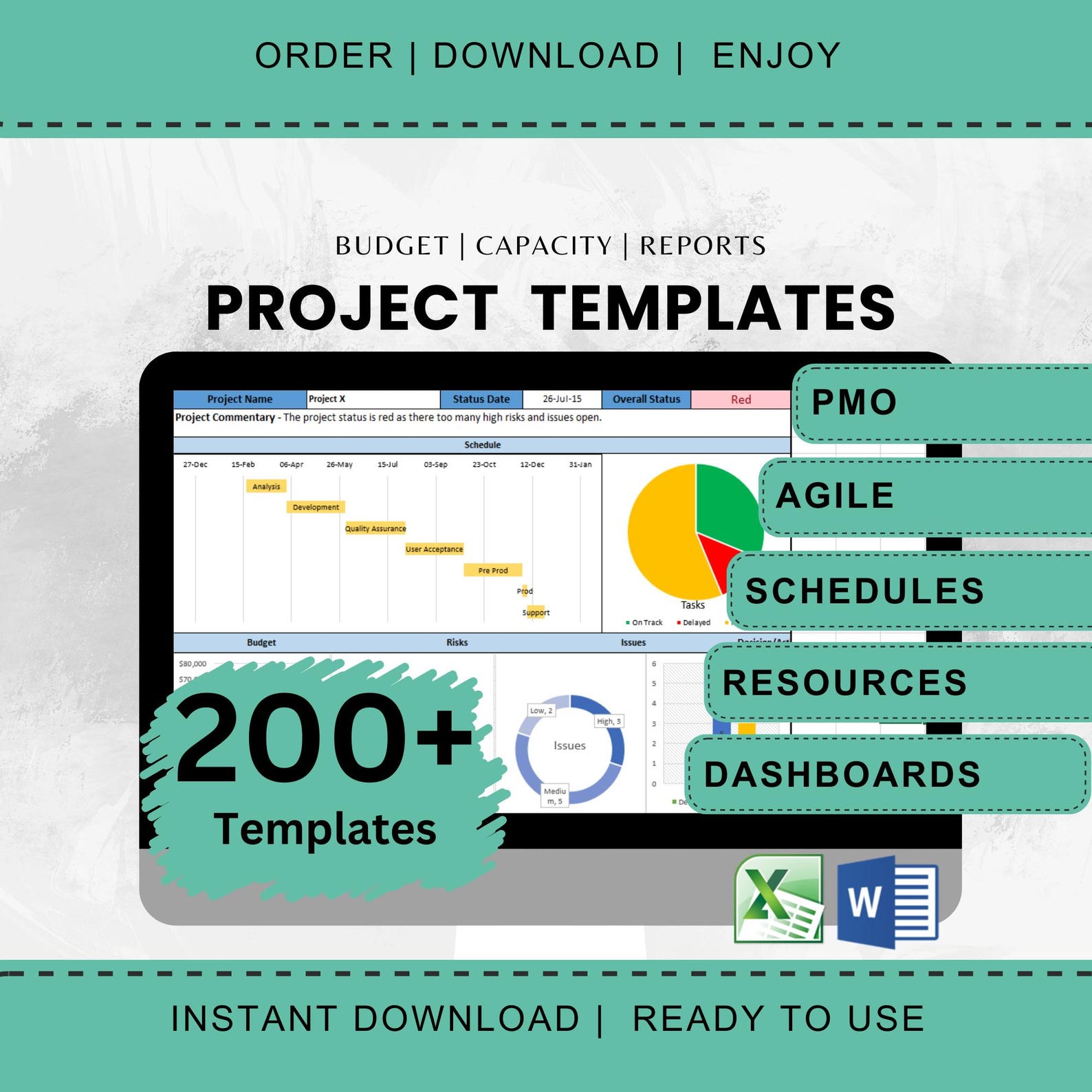 Project Management Template Bundle for Resource Planning and Capacity ...