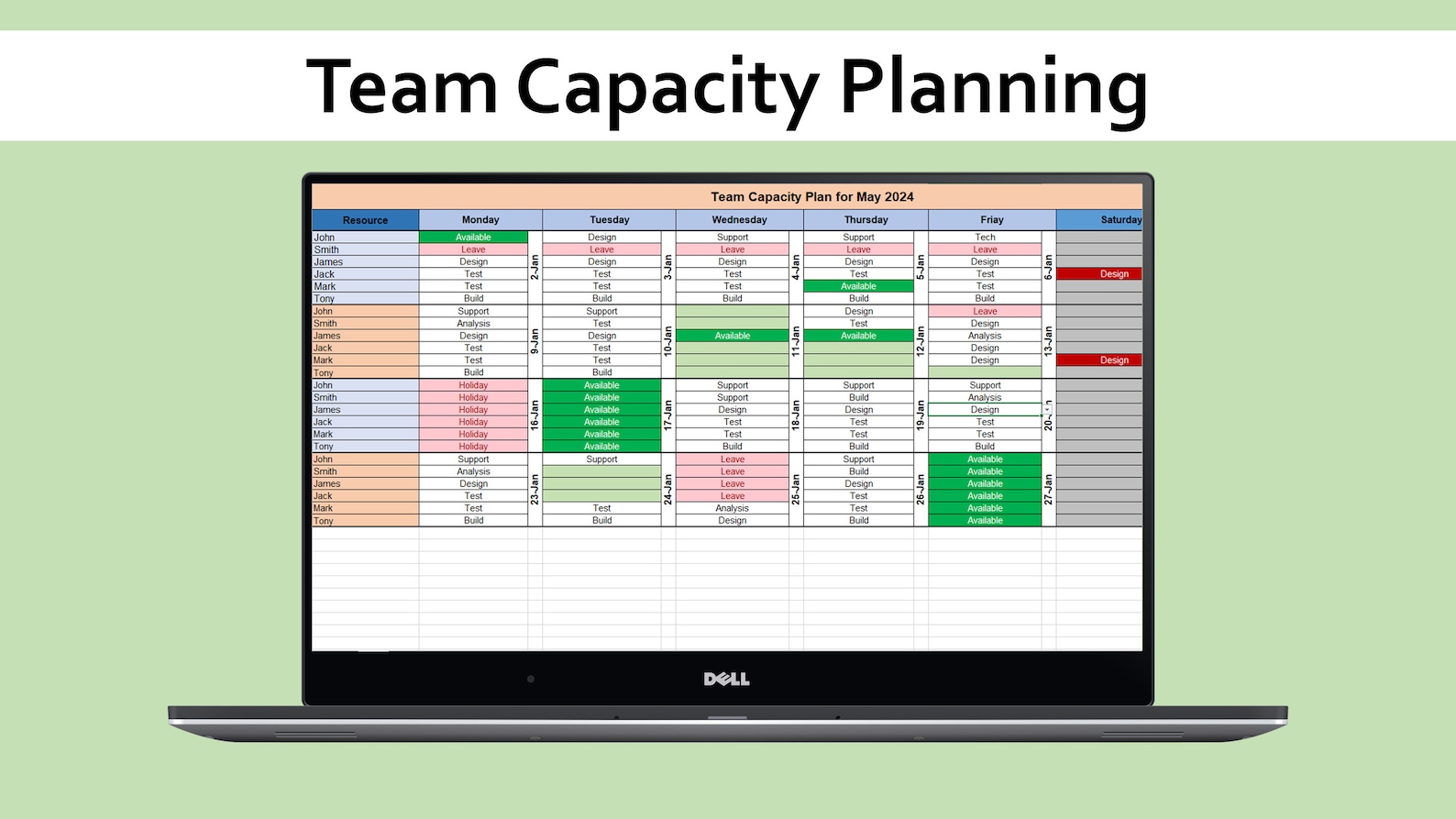 Capacity Planning Excel Templates Resource Planning Resource Matrix - Etsy
