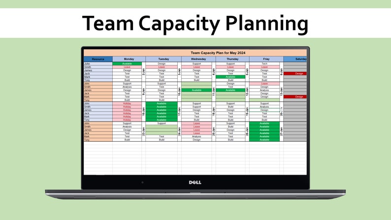 Capacity Planning Excel Templates Resource Planning Resource Matrix - Etsy