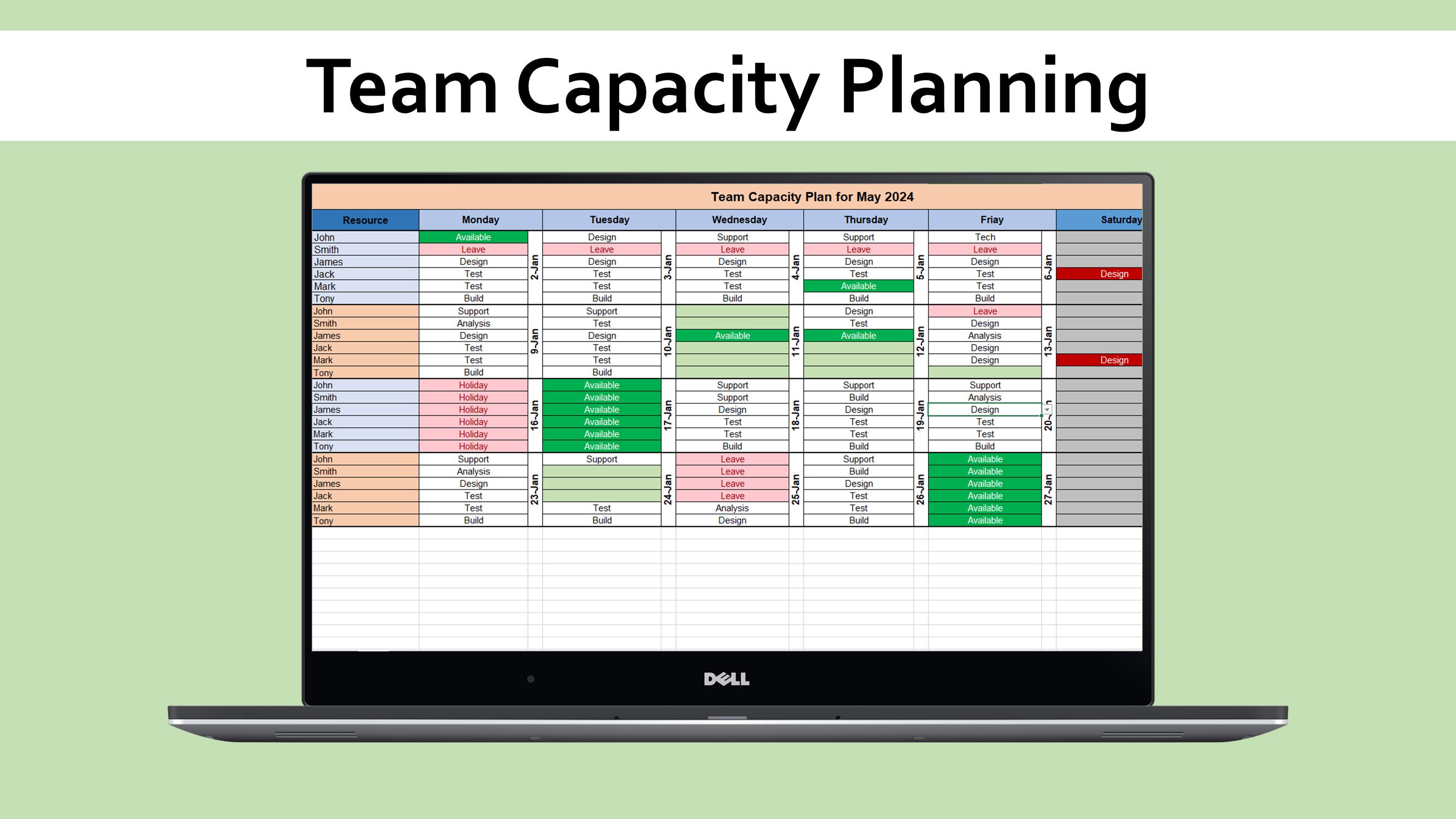 Capacity Planning Excel Templates Resource Planning Resource Matrix - Etsy