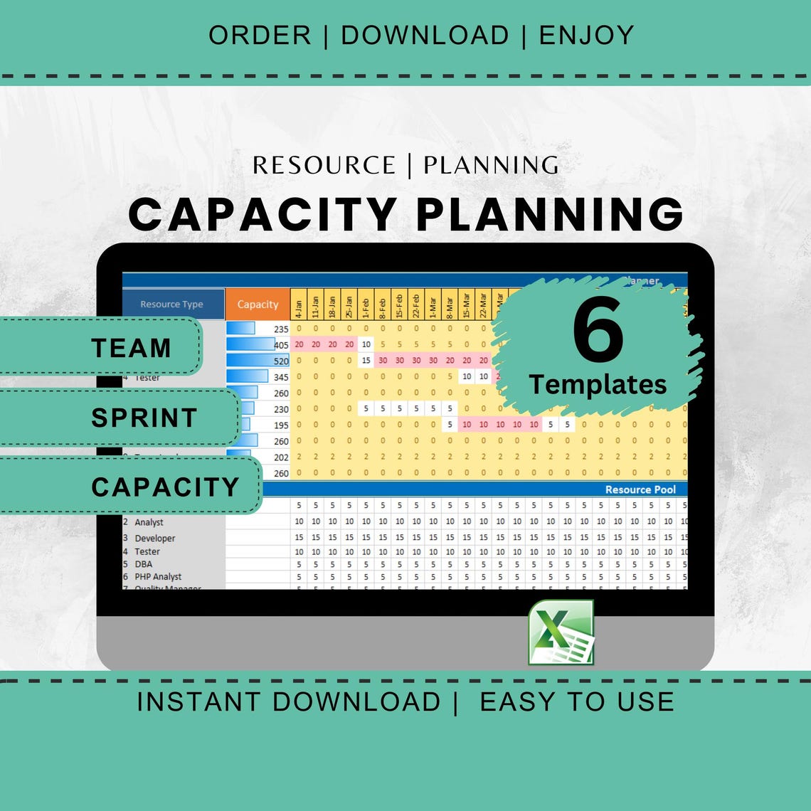 Capacity Planning Excel Templates, Resource Planning, Resource Matrix ...