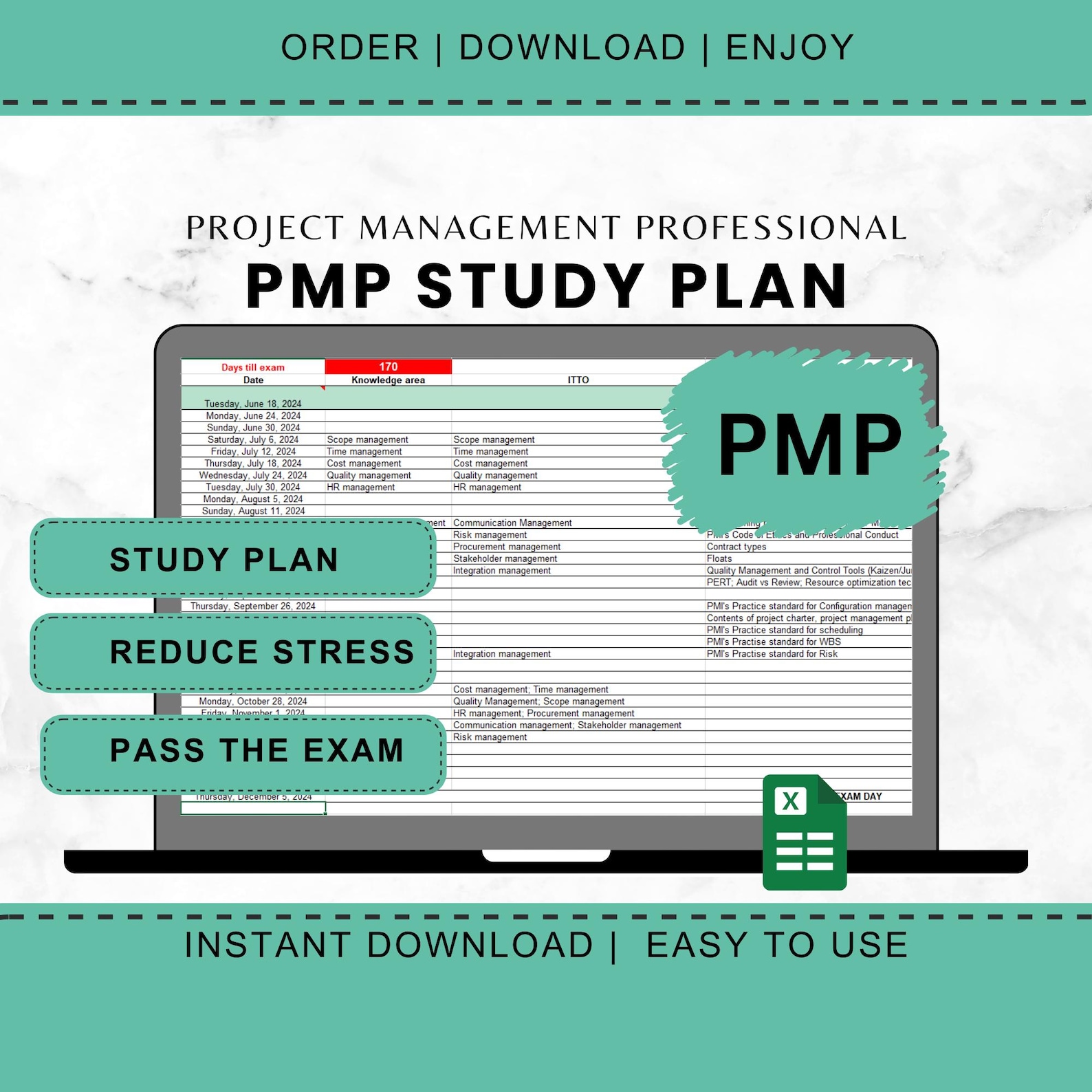 PMP Exam Study Schedule Template Digital Project Management ...