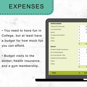 College Student Budget Template, Excel Financial Planner (digital ...