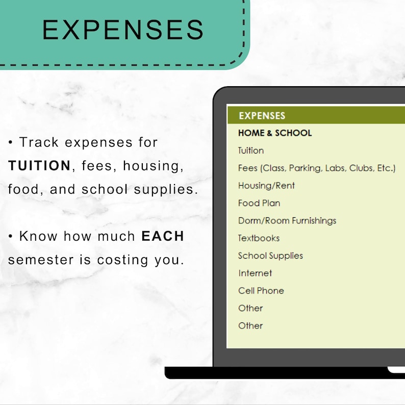 College Budget Template Student Expense Tracker Excel Financial ...