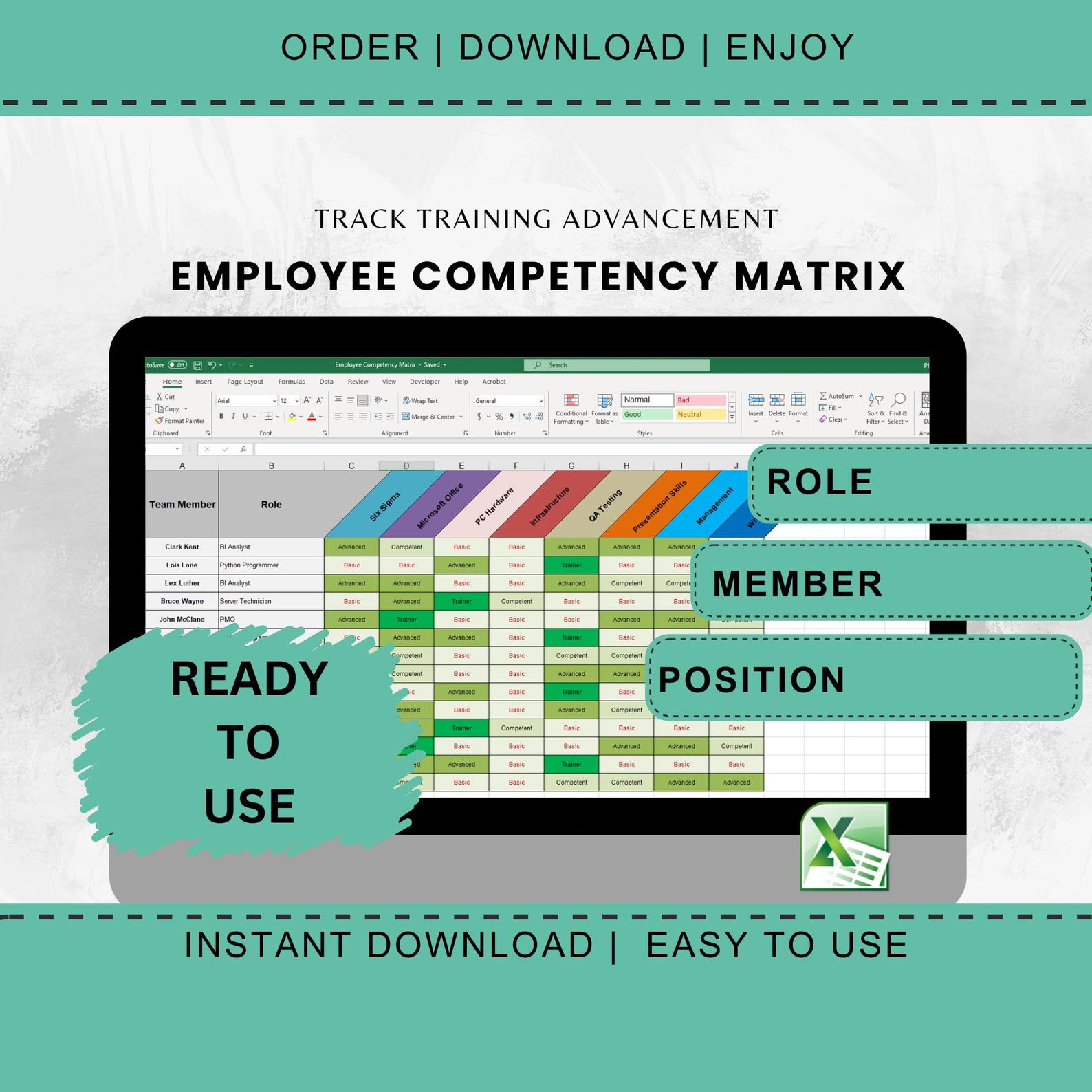Competency Tracking Template Excel Training Management Employee ...