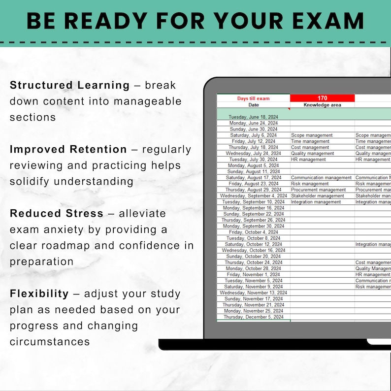PMP Exam Study Schedule Template Digital Project Management ...
