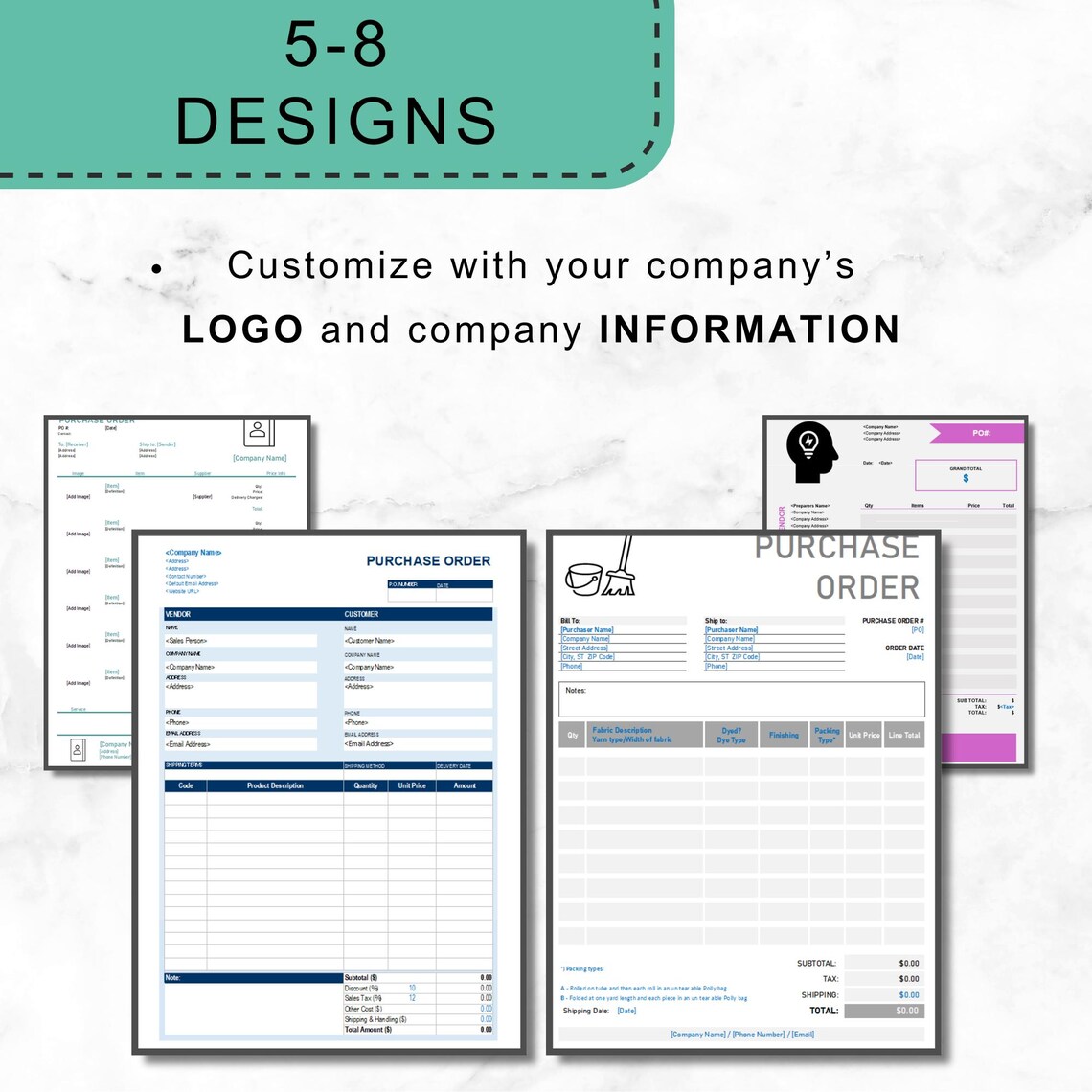 Purchase Order Form Template, Custom Order Form, Editable Order Receipt ...
