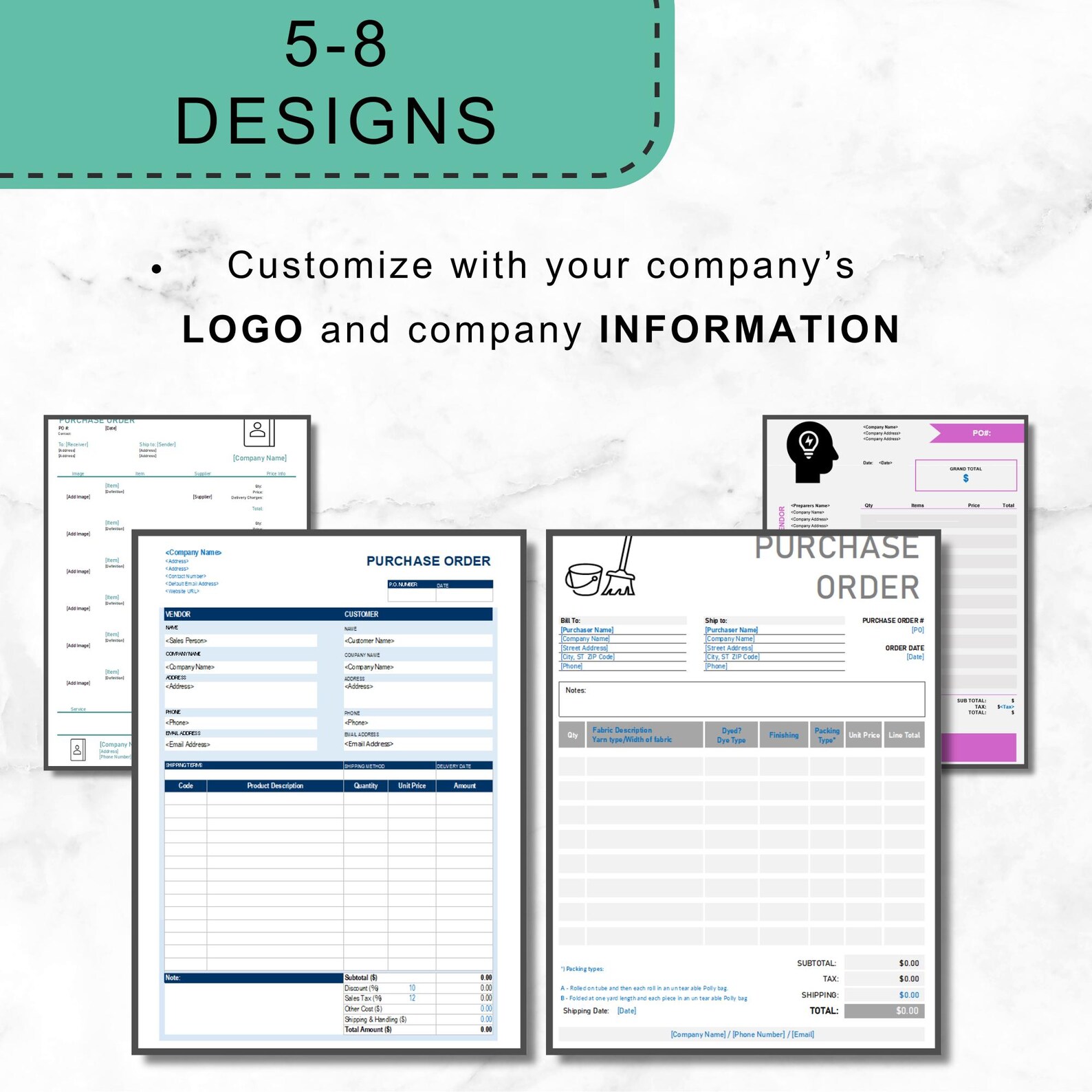 Purchase Order Form Template, Custom Order Form, Editable Order Receipt ...