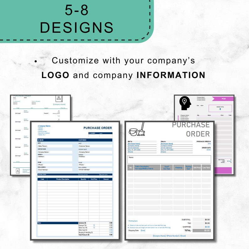 Purchase Order Form Template, Custom Order Form, Editable Order Receipt ...