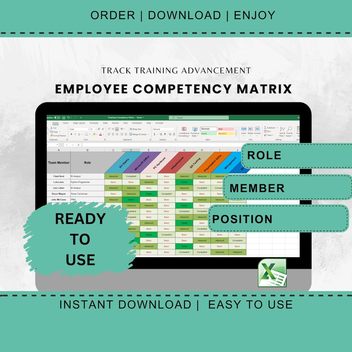 Competency Tracking Template Excel Training Management Employee ...
