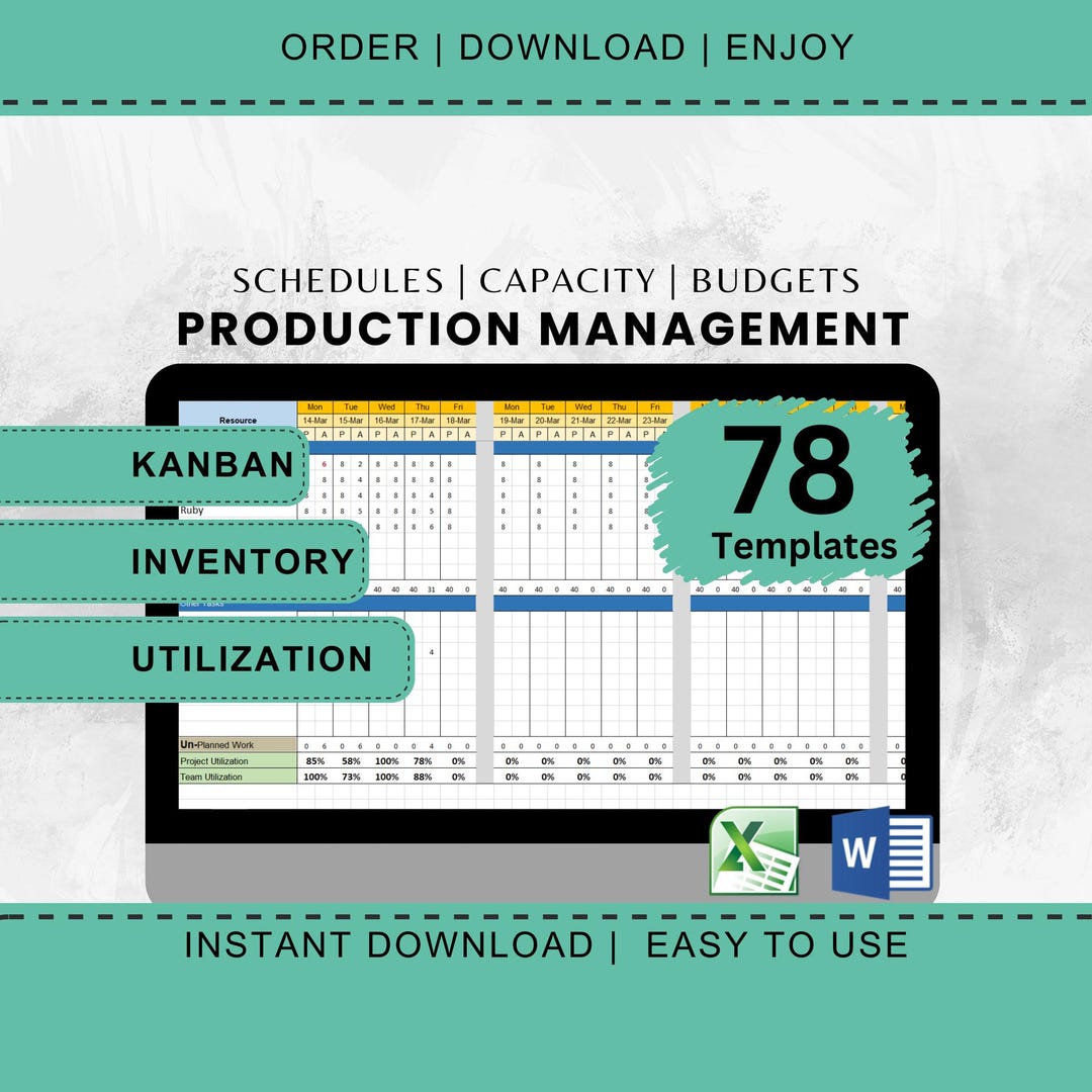 Production Management Manufacturing Operation Planning Excel Template ...
