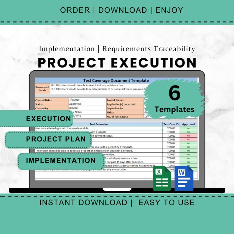 Project Execution Template Excel Bundle Requirements Traceability ...