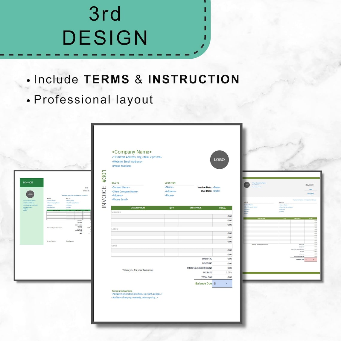 Invoice Template Editable, Small Business Invoice Form Printable ...