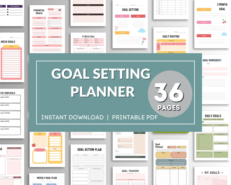 Goal Planner Printable Bundle, Daily, Weekly, Monthly Annual Goals ...