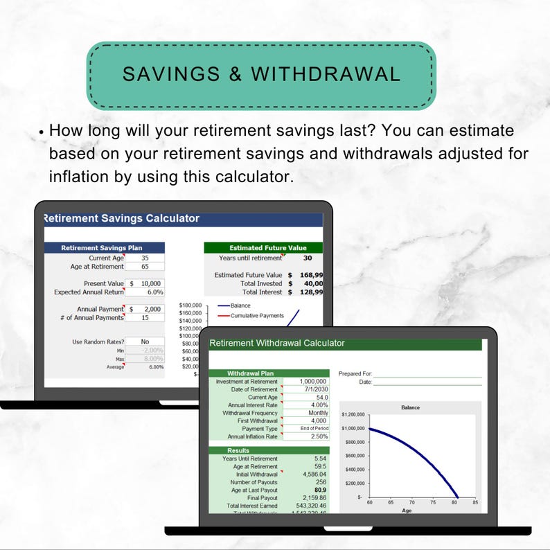 Complete Retirement Planner Bundle, Excel Spreadsheet, Instant Download ...