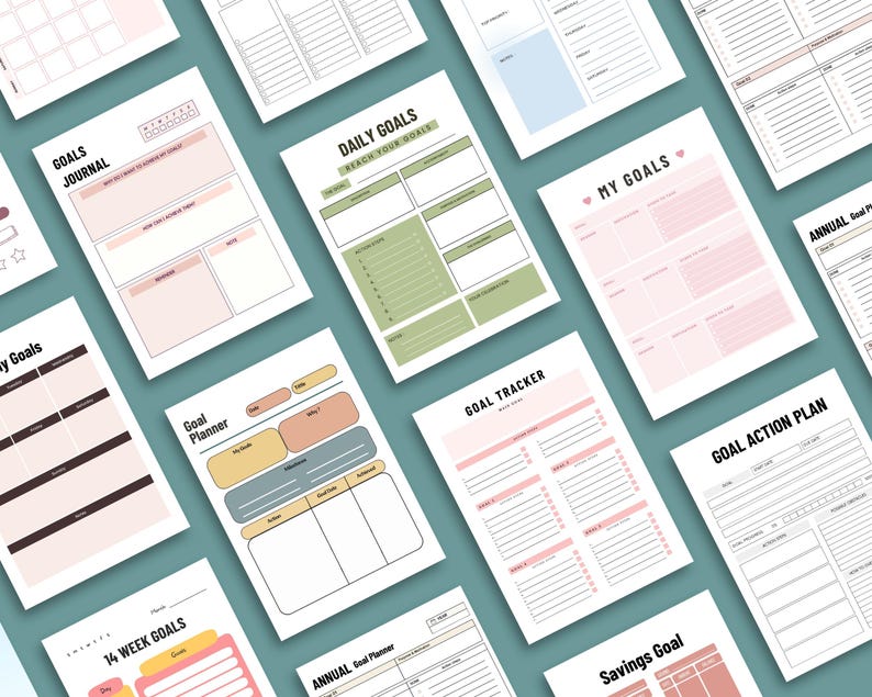 Goal Planner Printable Bundle, Daily, Weekly, Monthly Annual Goals ...