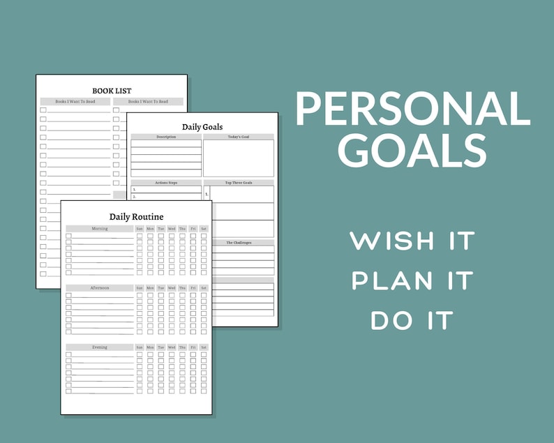 Life Planner Printable Bundle Goals for Life, Printable Bundle for ...