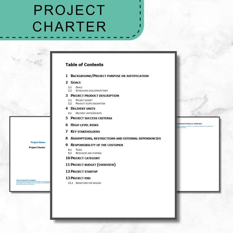 Project Charter Word Template for Project Initiation, Project Purpose ...