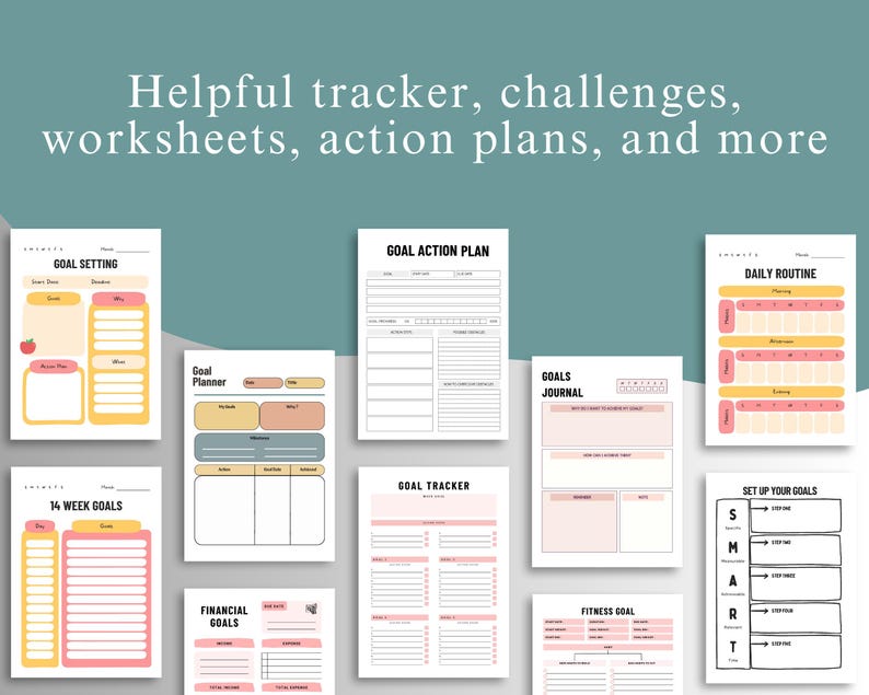 Goal Planner Printable Bundle, Daily, Weekly, Monthly Annual Goals ...