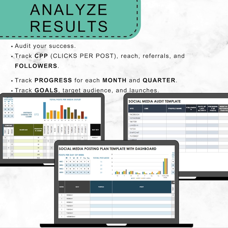 Social Media Template Content Calendar Marketing Planner Business Tool ...