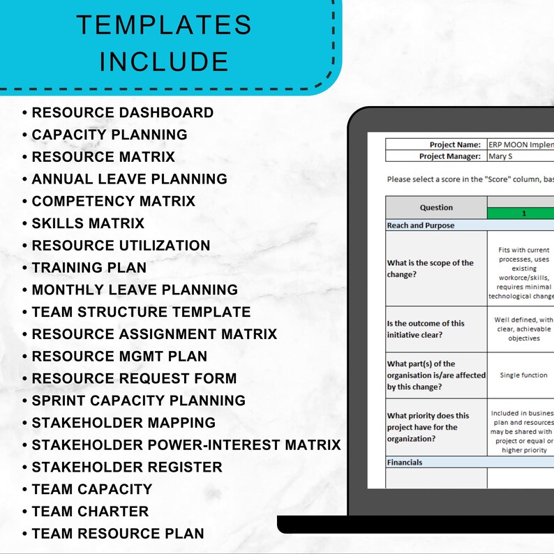 Team Resource Management Templates Bundle (excel & Word, Instant ...