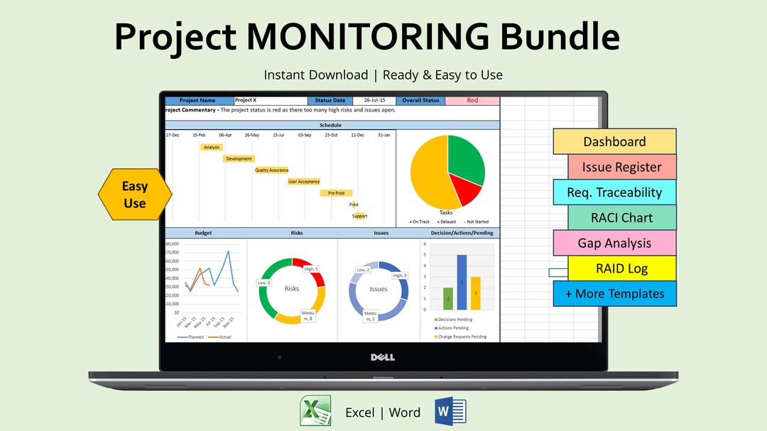 Project Monitoring Project Dashboard Portfolio Dashboard RACI RAID Log ...