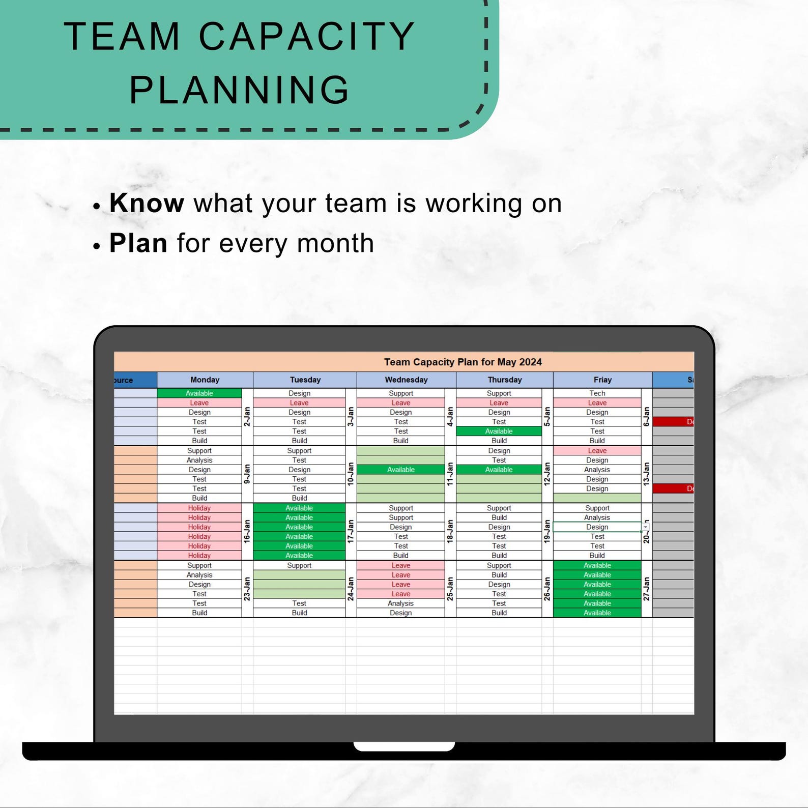 Capacity Planning Excel Templates, Resource Planning, Resource Matrix ...