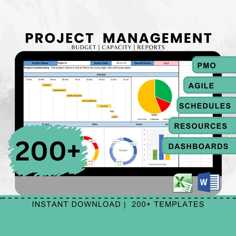 Project Management Template Bundle for Resource Planning and Capacity ...